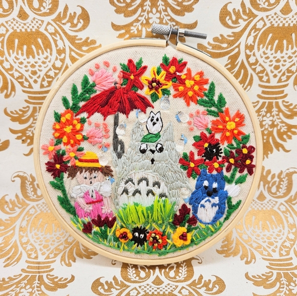 Kblossoms | Art | My Neighborhood Totoro Floral Embroidery Crystal ...
